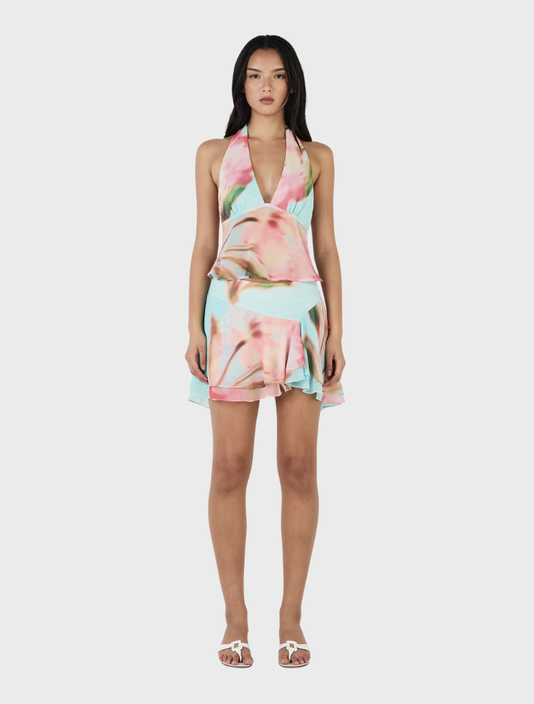 Yiana Mini Skirt - Bloom Drift Aqua